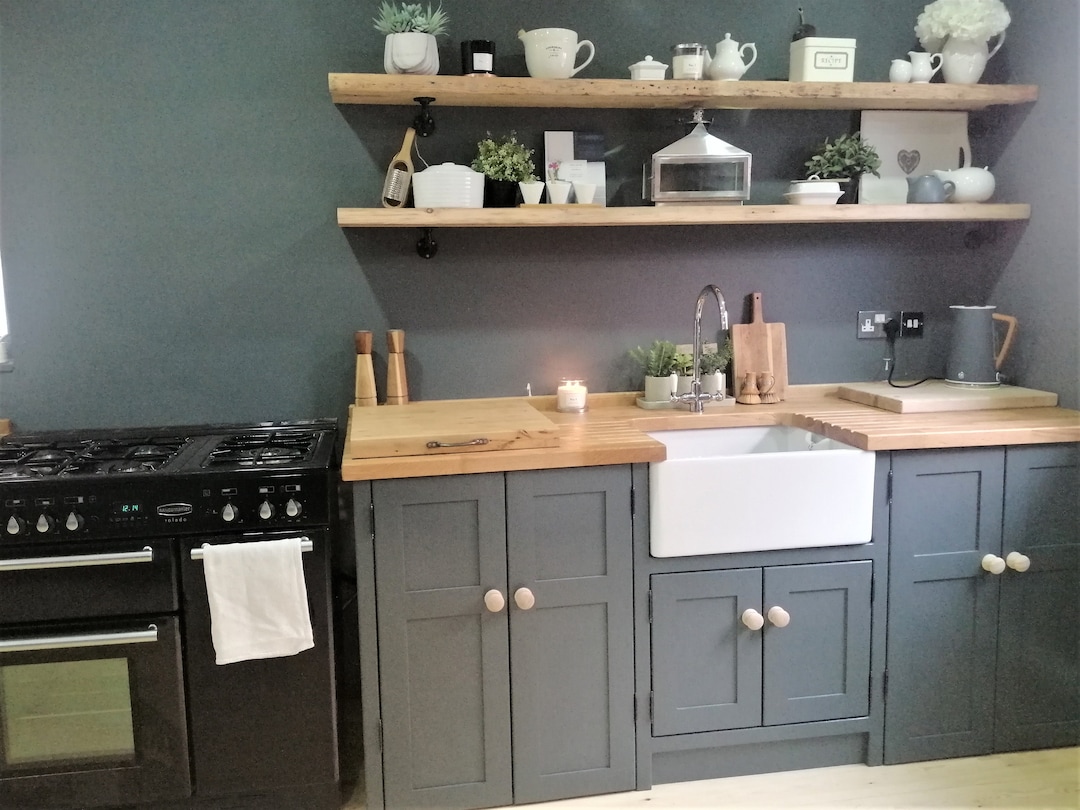 Freestanding Kitchen Units Finished in Your Colour Choice With Oak ...