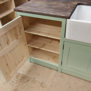 Handbuilt Solid Pine Freestanding Belfast Sink/appliance Unit,painted in Farrow and Ball ...