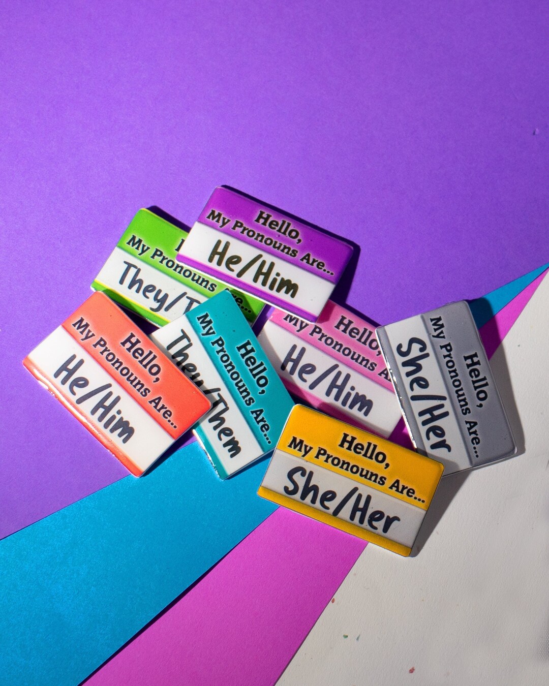 Custom Name Tag Pronoun Pins - Etsy UK