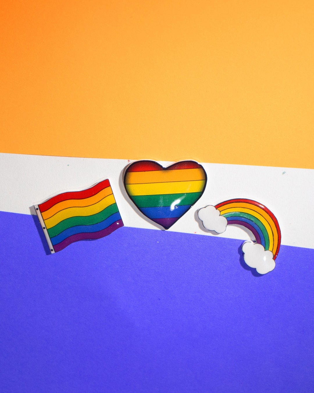 Classic LGBTQ+ Rainbow Pride Pin Set, Handmade - Etsy