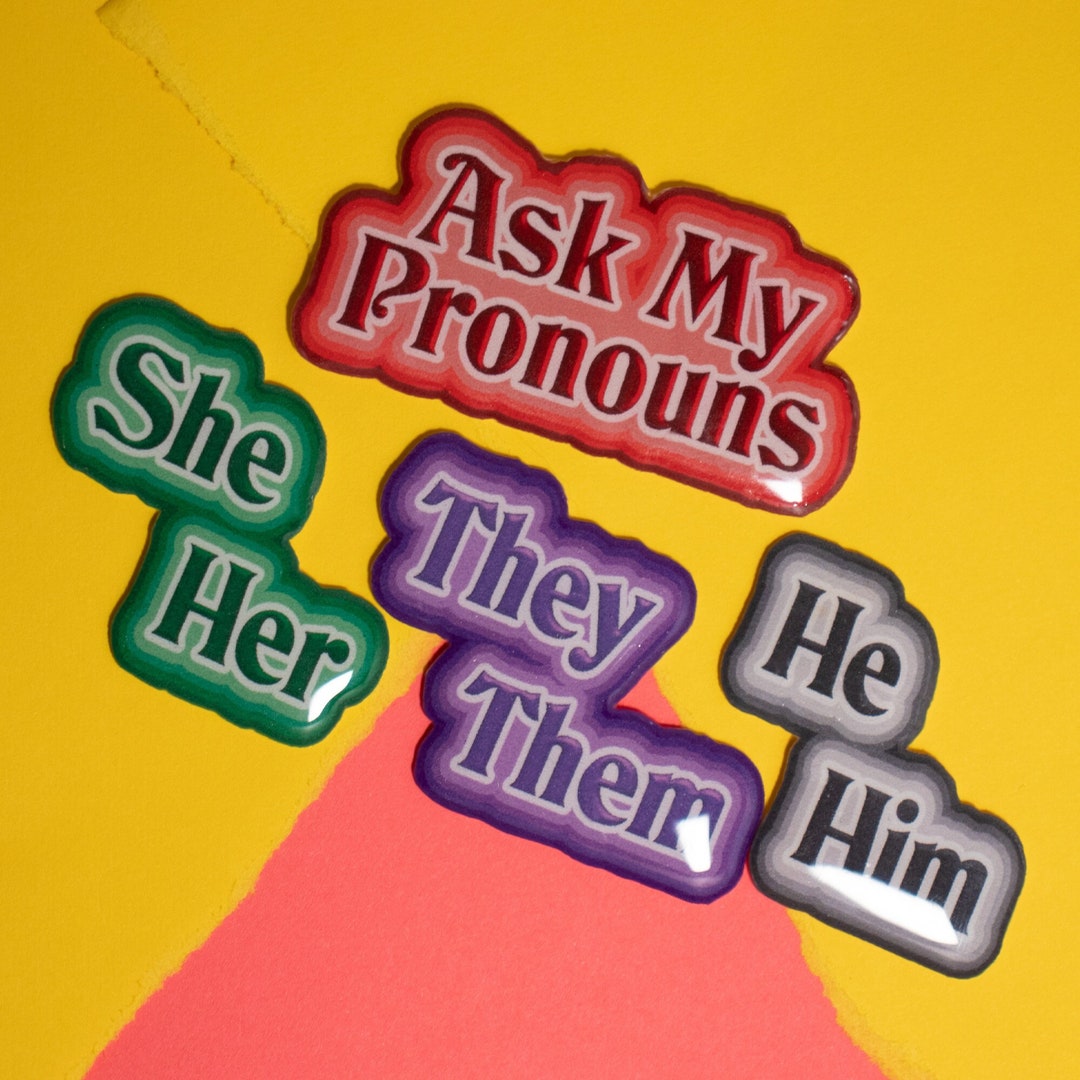 Custom Bold Pronoun Pins - Etsy