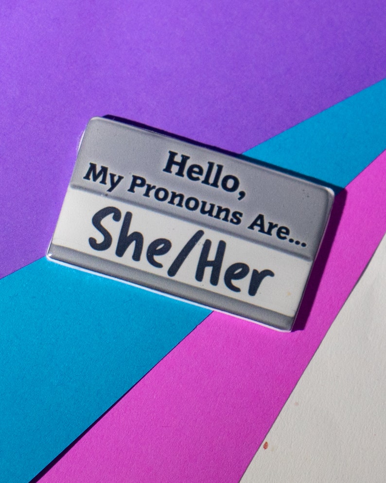 Custom Name Tag Pronoun Pins - Etsy UK