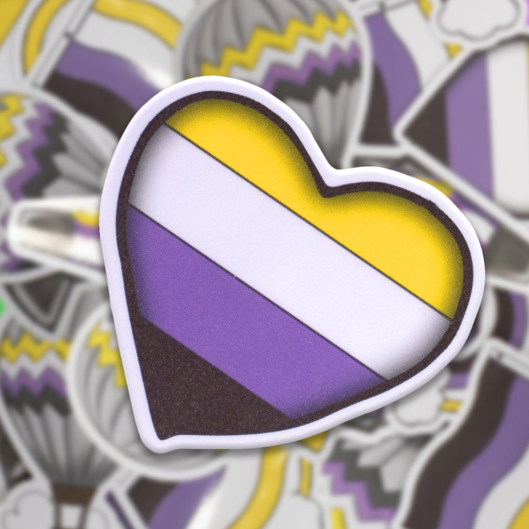 Non-binary Heart Sticker, Waterproof - Etsy