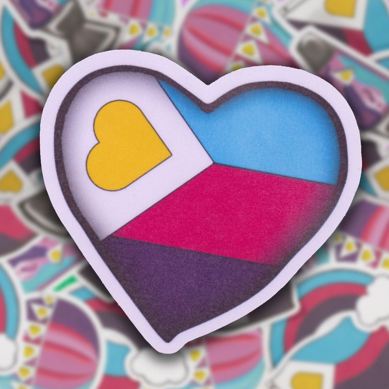 Modern Polyamory Pride Heart Sticker, Waterproof - Etsy