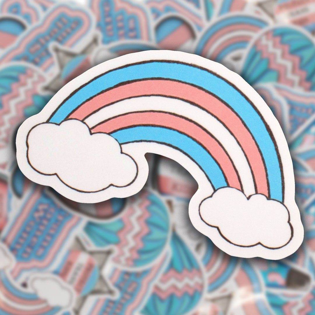 Transgender Pride Rainbow Sticker, Waterproof - Etsy