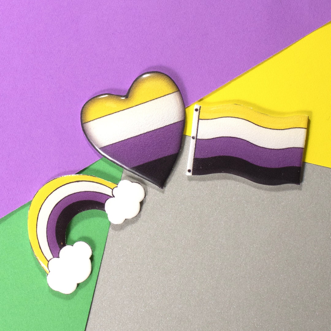 Non-binary Pride Pin Set, Enby, LGBTQ+, Handmade - Etsy
