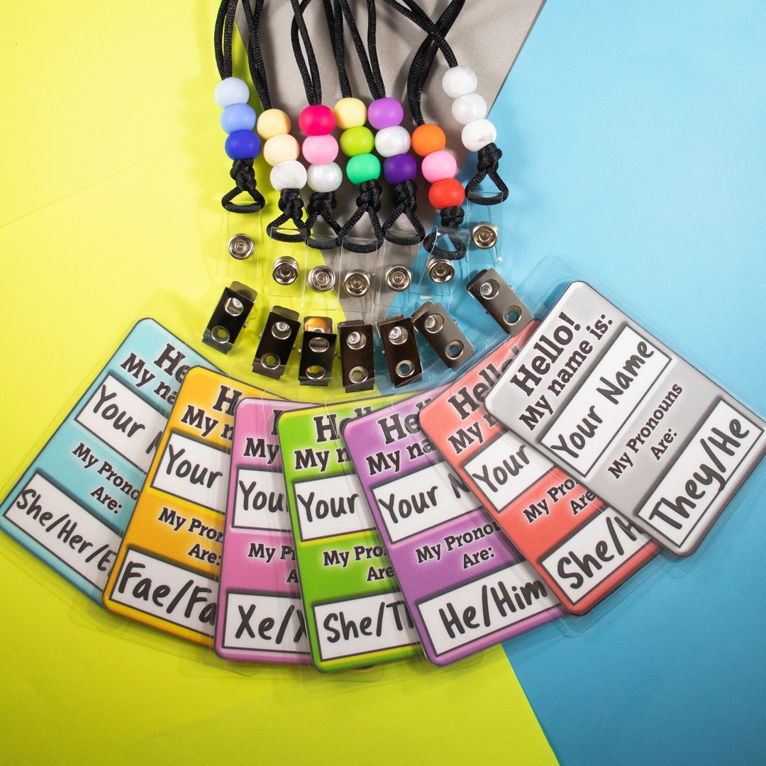 Custom Name & Pronoun Laminated Badge With Lanyard | LGBTQ+ Transgender ...