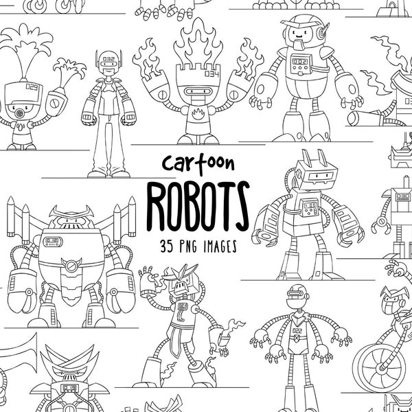 Cartoon Robots - Etsy