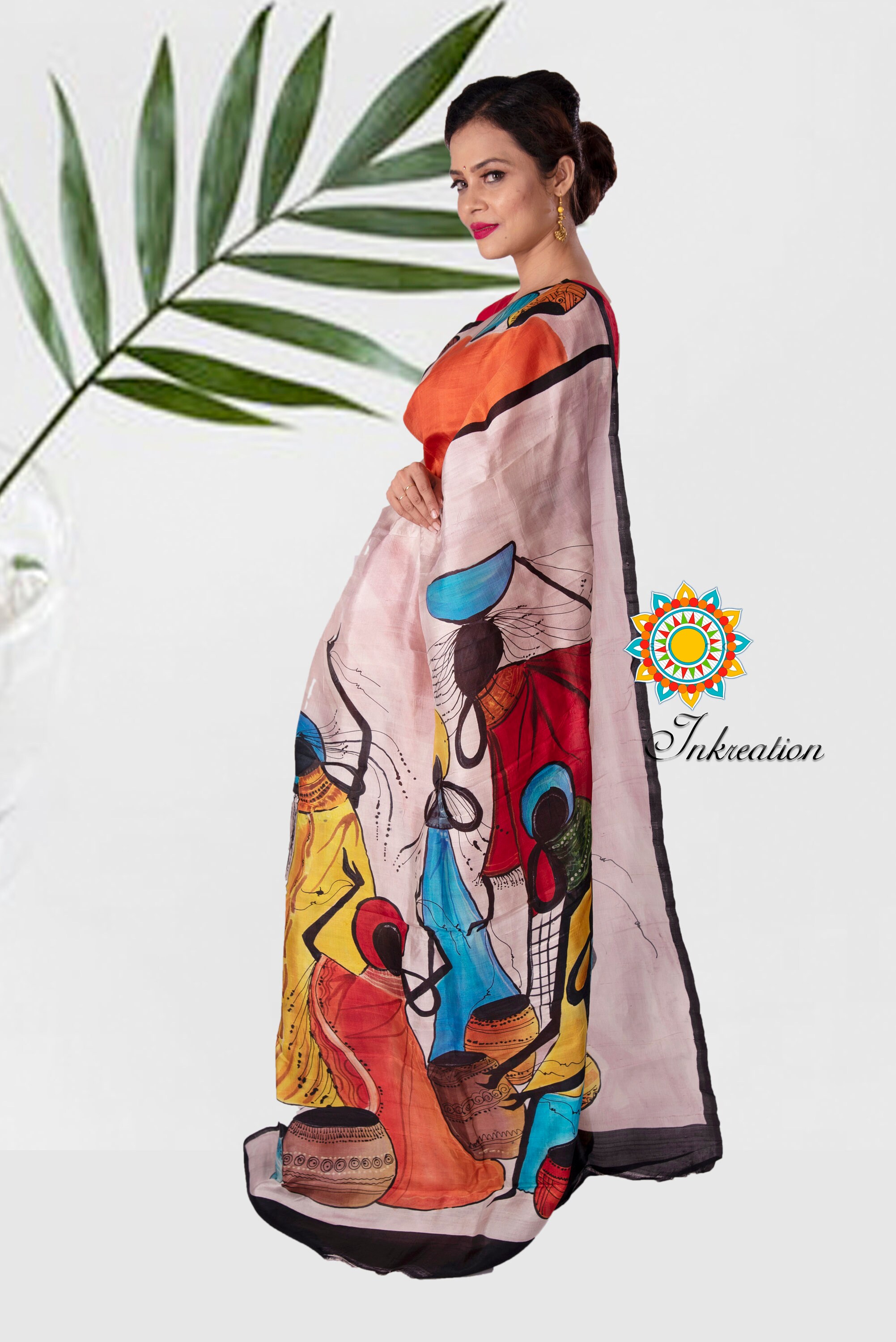 Acid Paint Sari by an Artisan With Blouse Piece Hand Painted Pure Silk ...