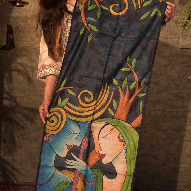 Hand Painted Tussar - Etsy