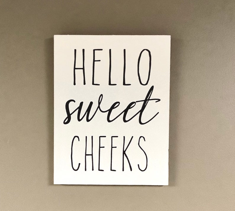Hello Sweet Cheeks Sign, Bathroom Decor, Bathroom Sign, Farmhouse Decor ...