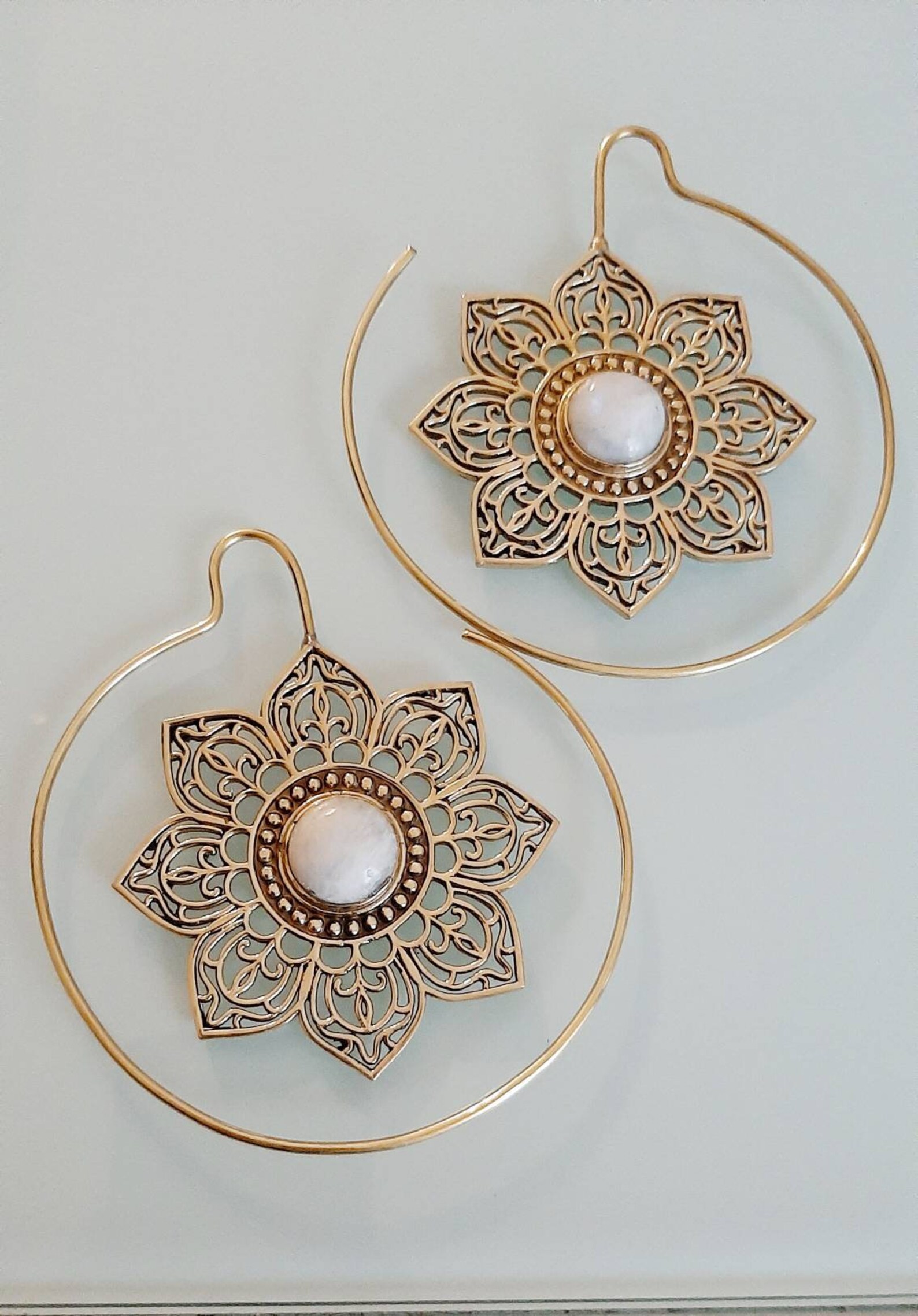 Oversized Mandala Brass Ear Weights, Tribal Ethnic Jewelry - Etsy
