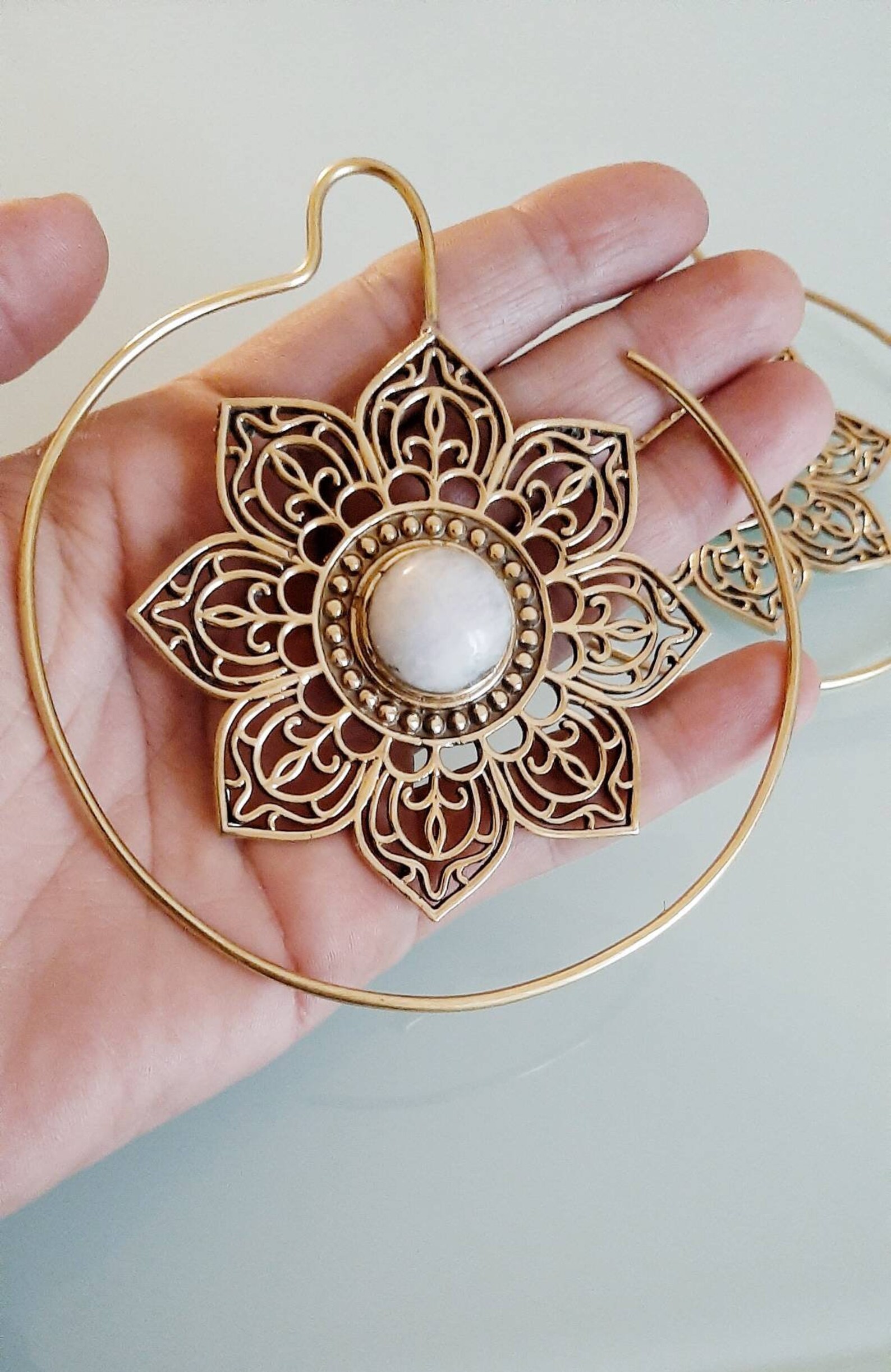 Oversized Mandala Brass Ear Weights, Tribal Ethnic Jewelry - Etsy