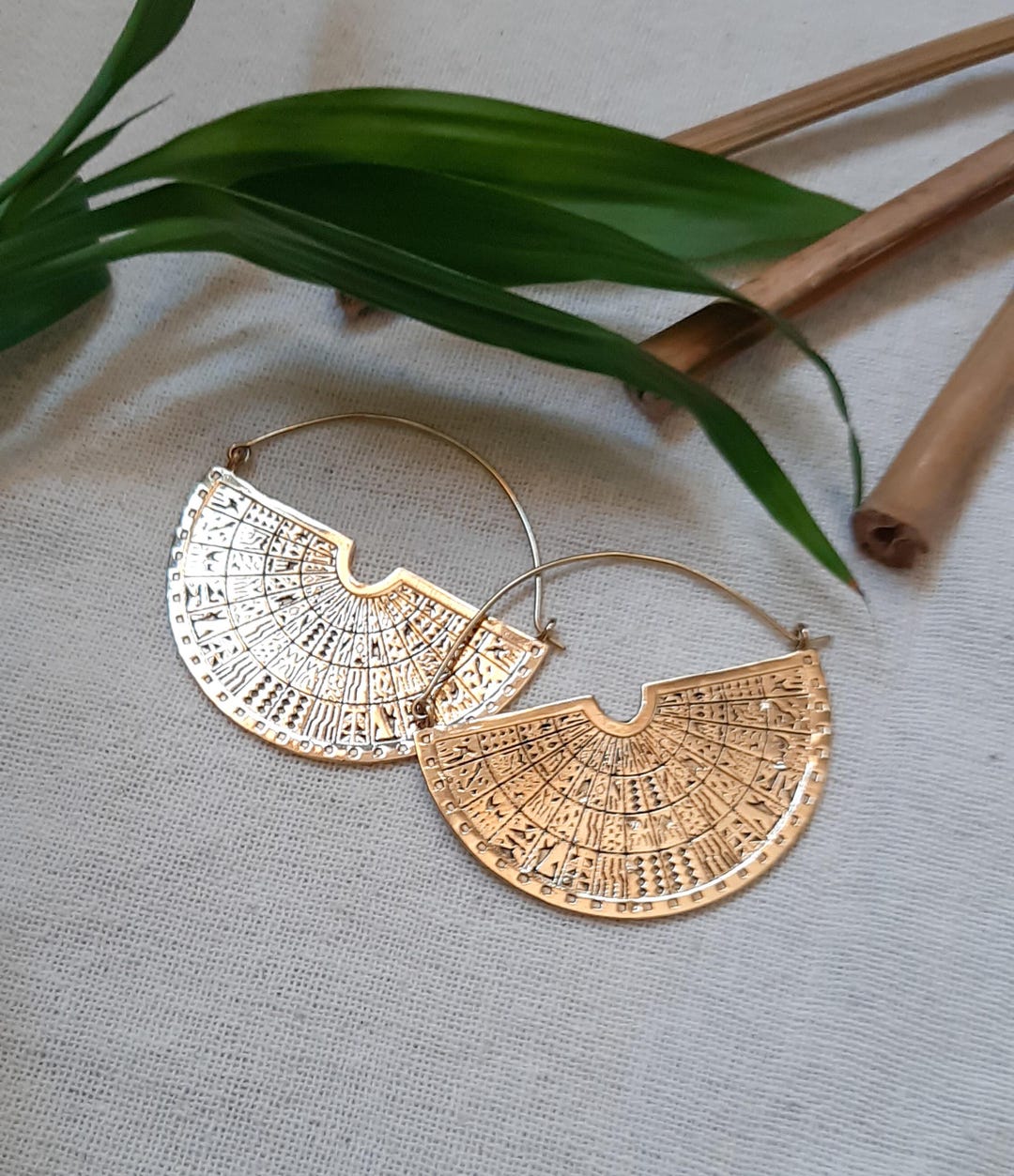 Boho Chic Oversized Earrings - Tribal Brass Geometric Dangles - Etsy