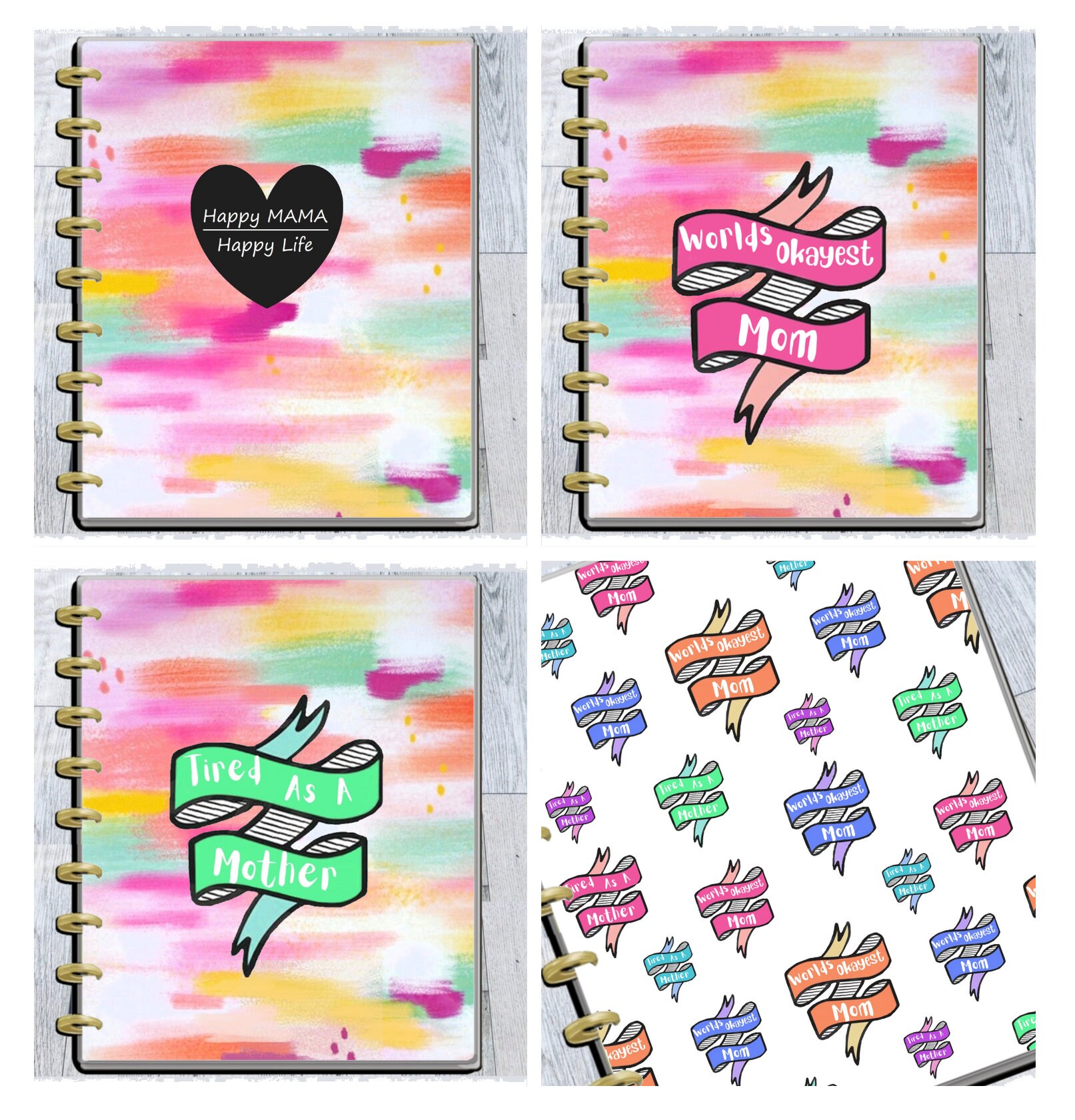 Okayest Mom Collection Happy Planner Covers Dividers Dashboard Classic ...