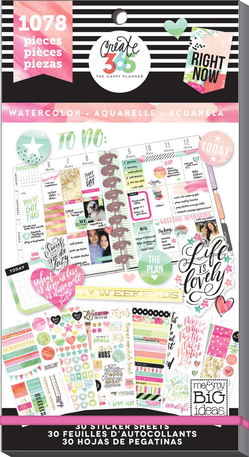 Watercolor (1078) Happy Planner Value Sticker Book MAMBI - Etsy