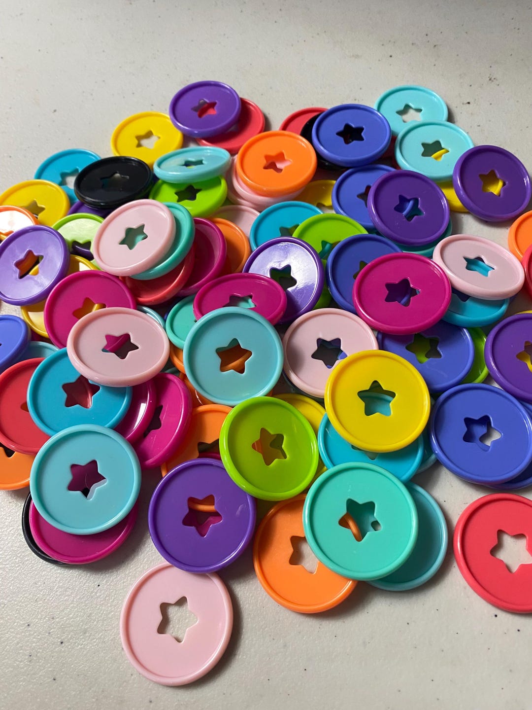 Rainbow Star Mixed Colors Plastic Binding Discs Medium Size Rings Happy ...