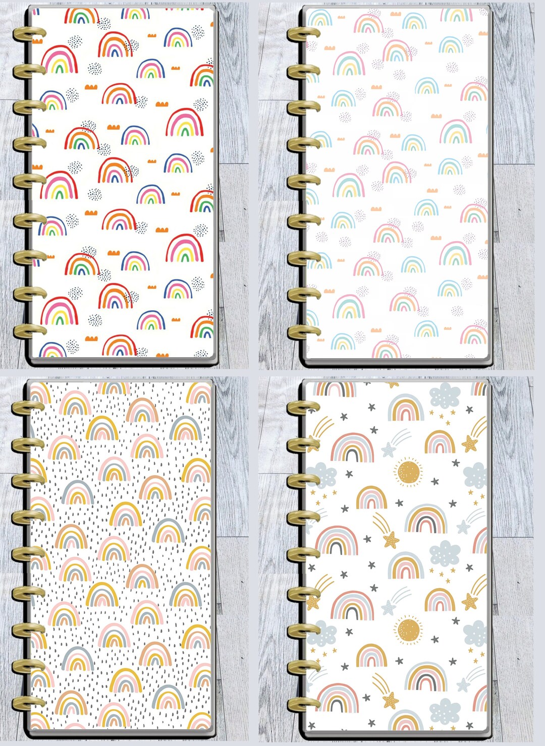Rainbow Happy Planner Covers Set Dividers Dashboard Collection Rainbows ...