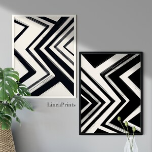 Set of TWO Abstract Wall Art, Angles Black White, Printable Art ...