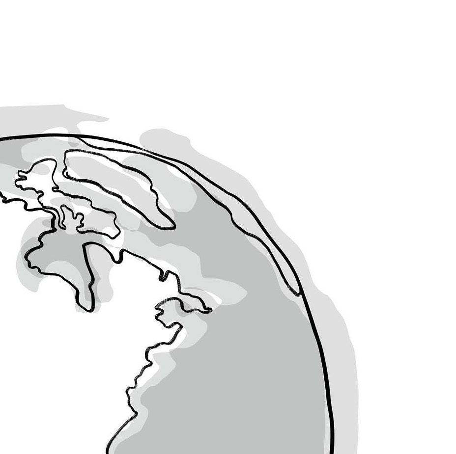 Earth Globe Minimalist Art Print/ Modern Planet Drawing/ Simple Art ...