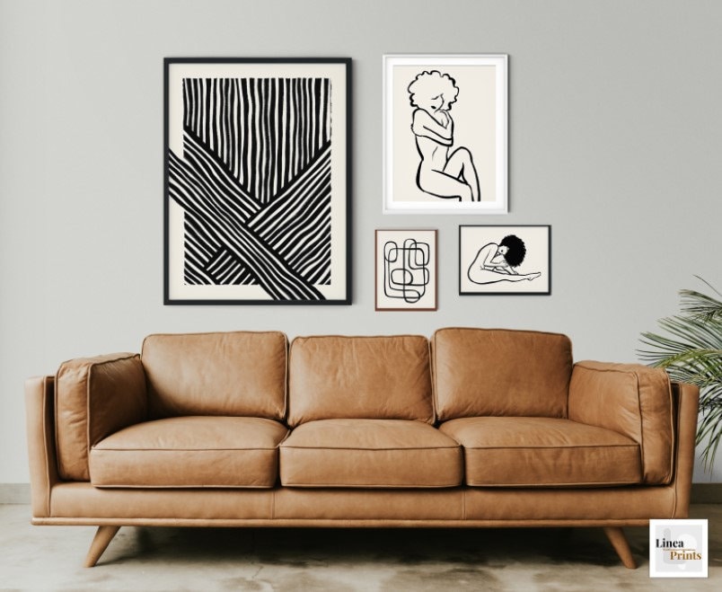 Black Vertical Horizontal Line Art Printable Wall Art | Etsy