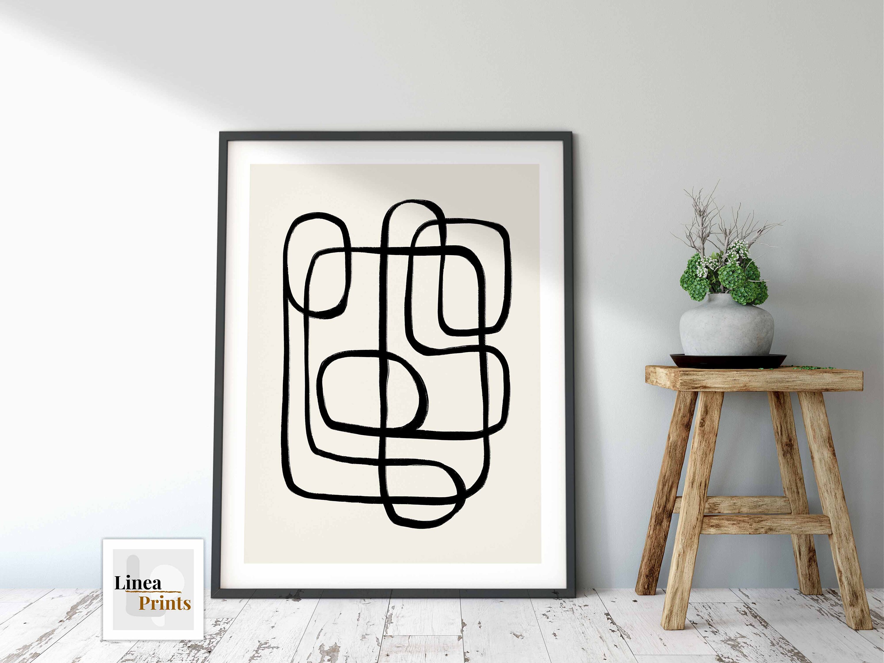 Abstract Scribble Fine Line Drawing. Printable Art Boho | Etsy