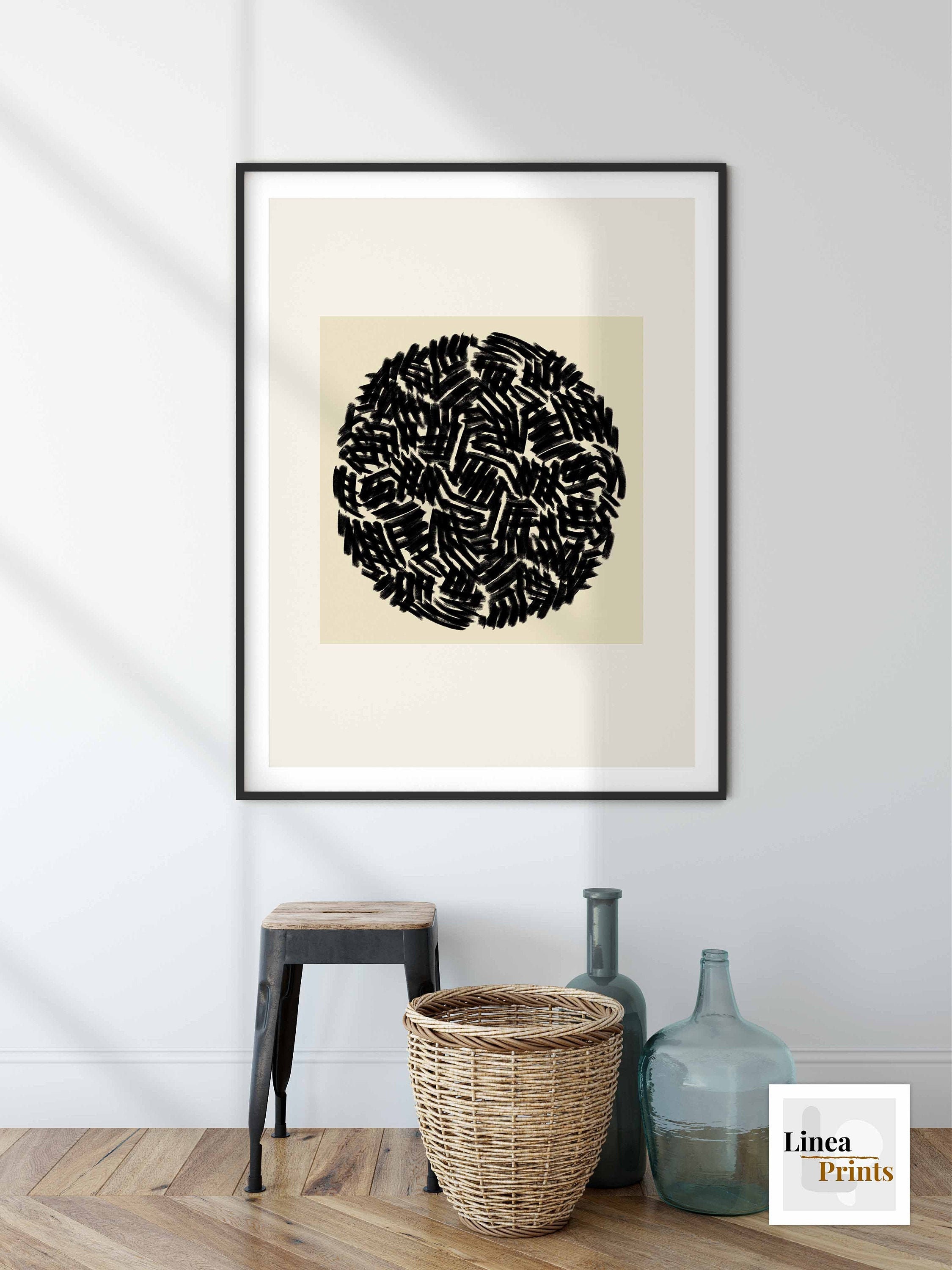 Geometric Circle Line Art Print. Printable Wall Art. Woodblock - Etsy