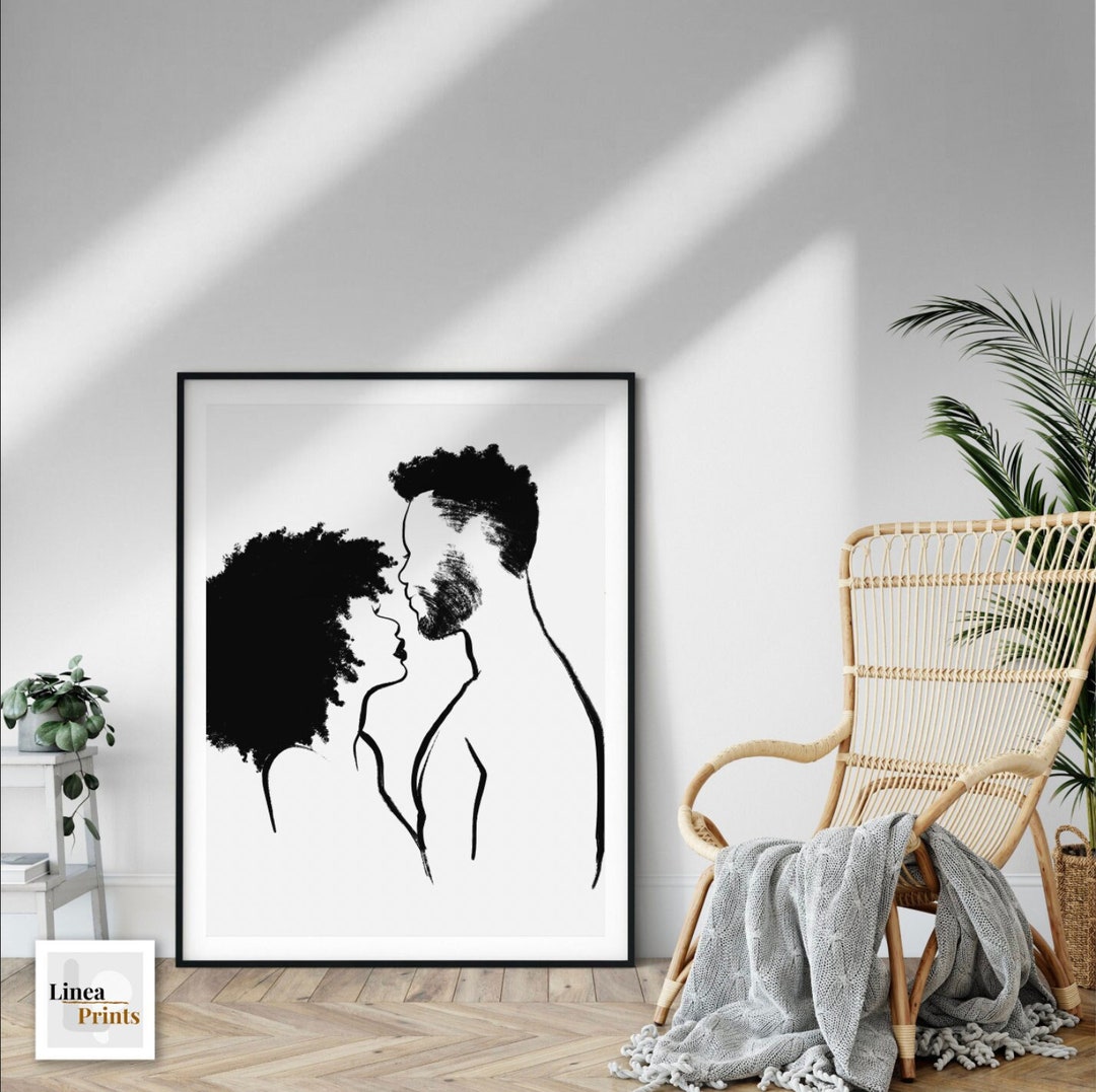 Couples Embrace Line Art Print | Abstract Lovers Wall Art, Printable ...