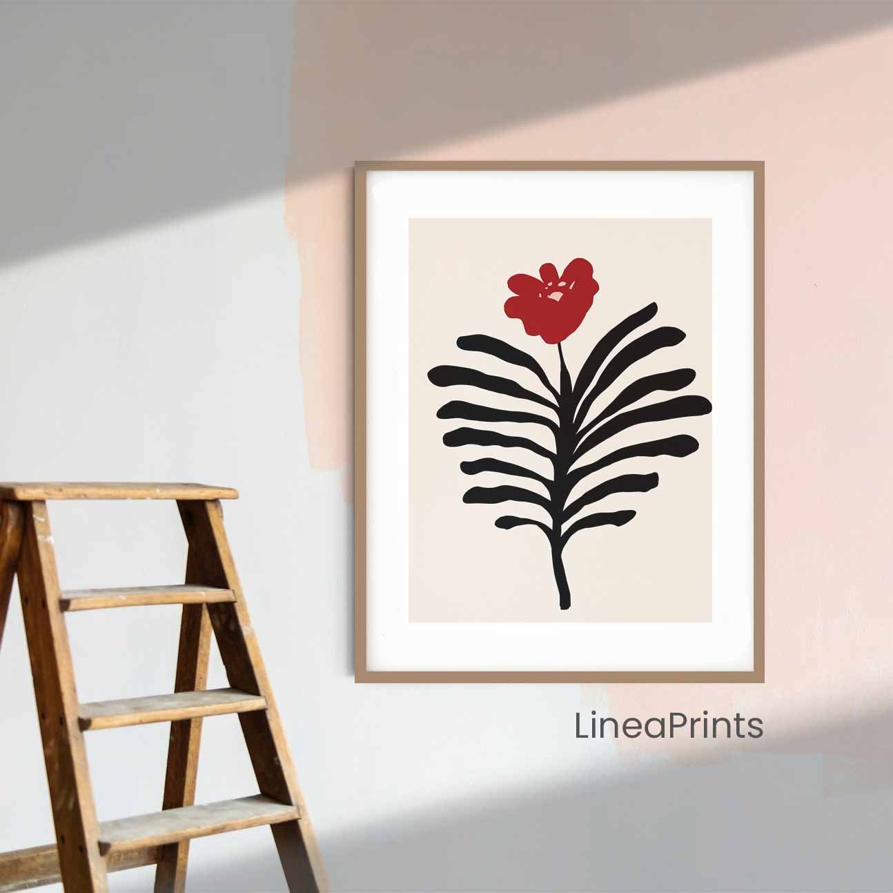 Minimal Abstract Red Rose Print | Printable Art, Large Abstract Wall ...