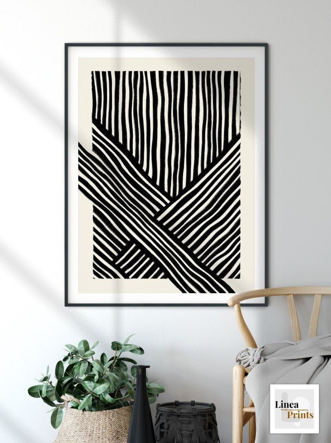 Black Vertical Horizontal Line Art Printable Wall Art | Etsy