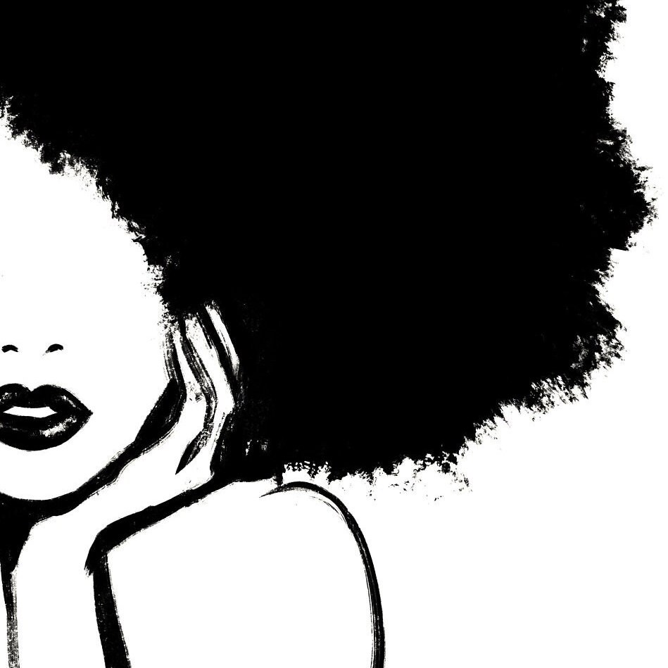 Black Woman Line Drawing Printable Wall Art Curious Girl - Etsy