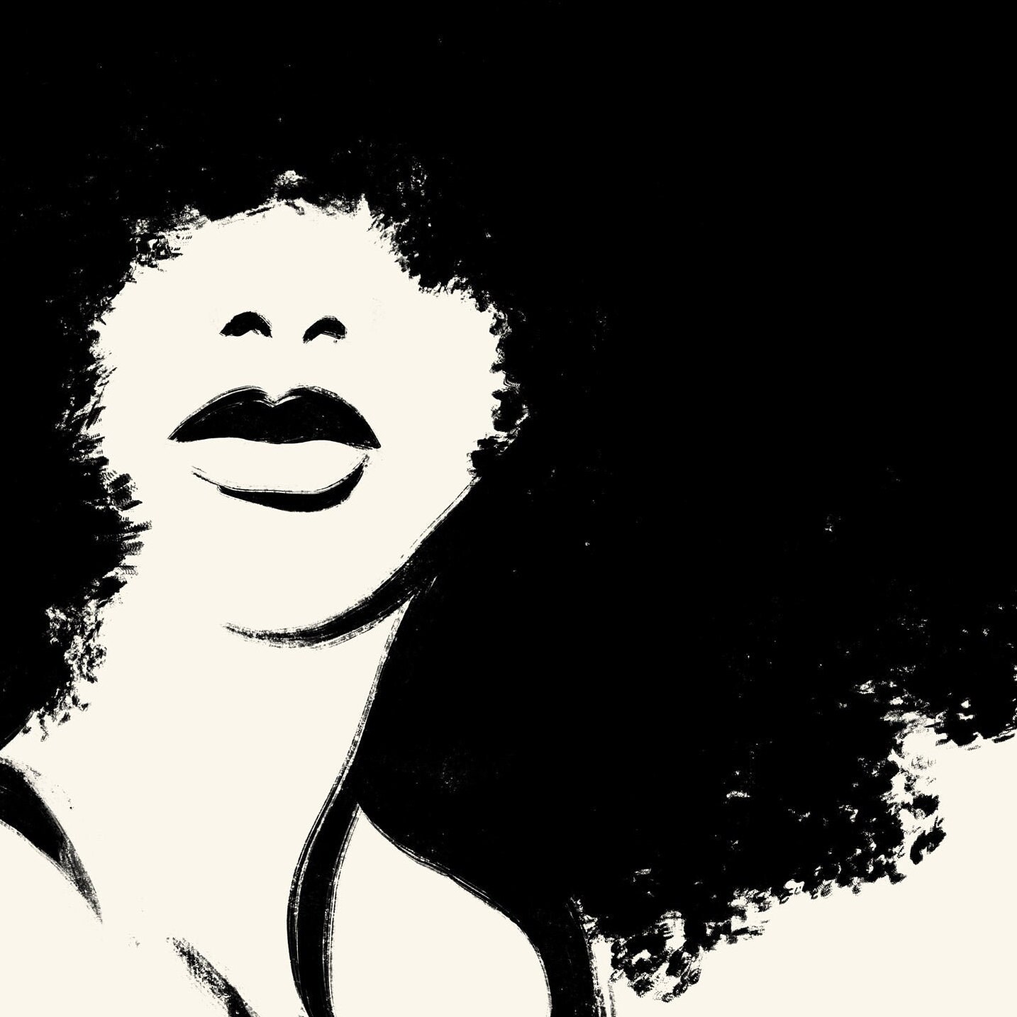Black woman line drawing Printable wall art big Afro art | Etsy