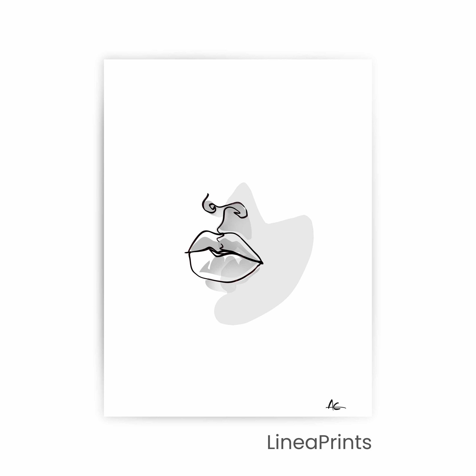 Hush Lips Minimalist Art Print/ Printable Art Hand Drawn Line | Etsy