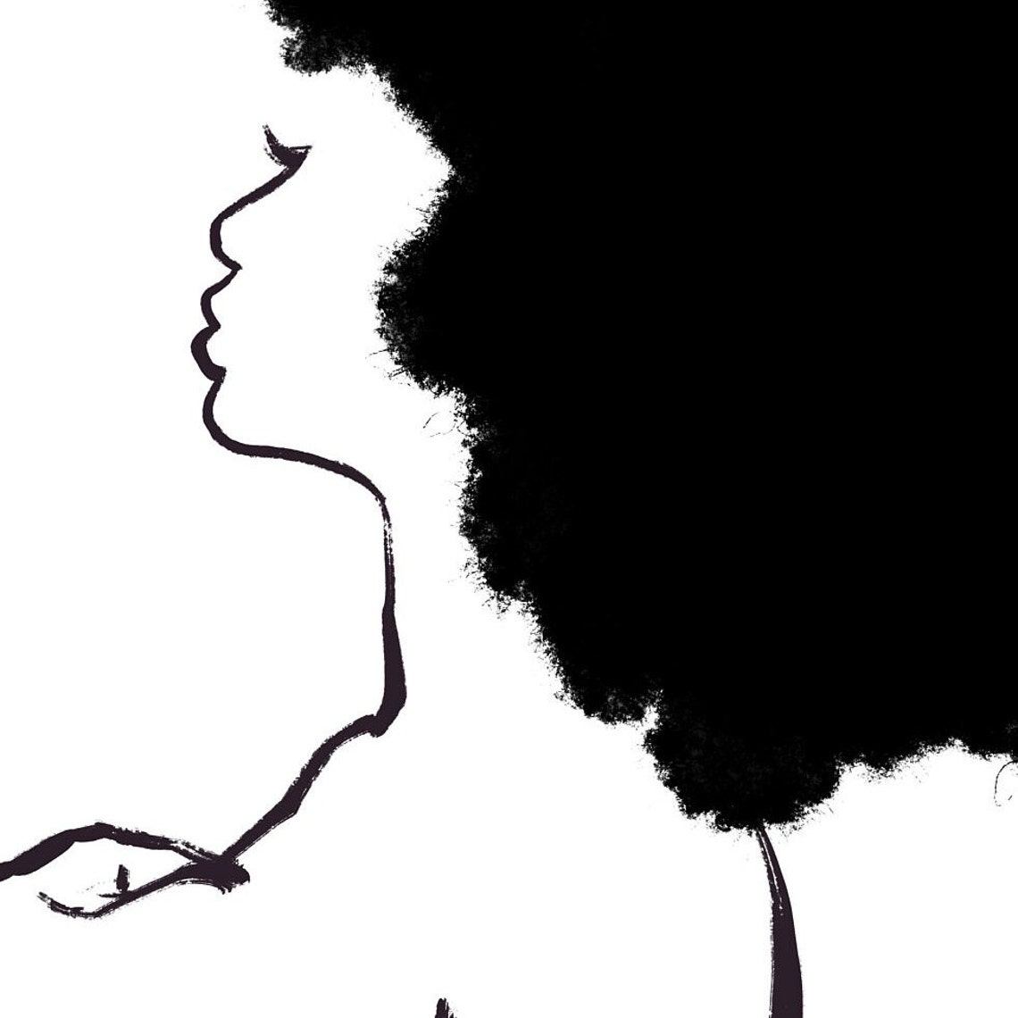 Black Woman Line Drawing | Printable Wall Art, Black Art, Big Afro Art ...