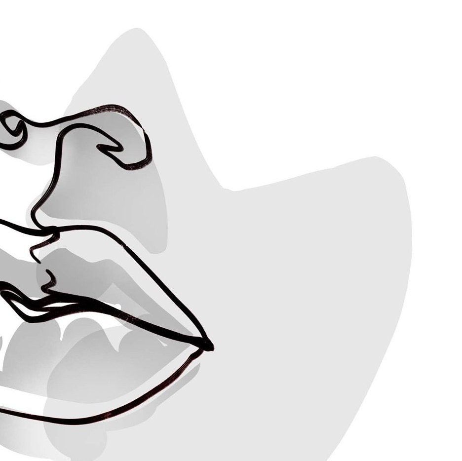 Hush Lips Minimalist Art Print/ Printable Art Hand Drawn Line | Etsy