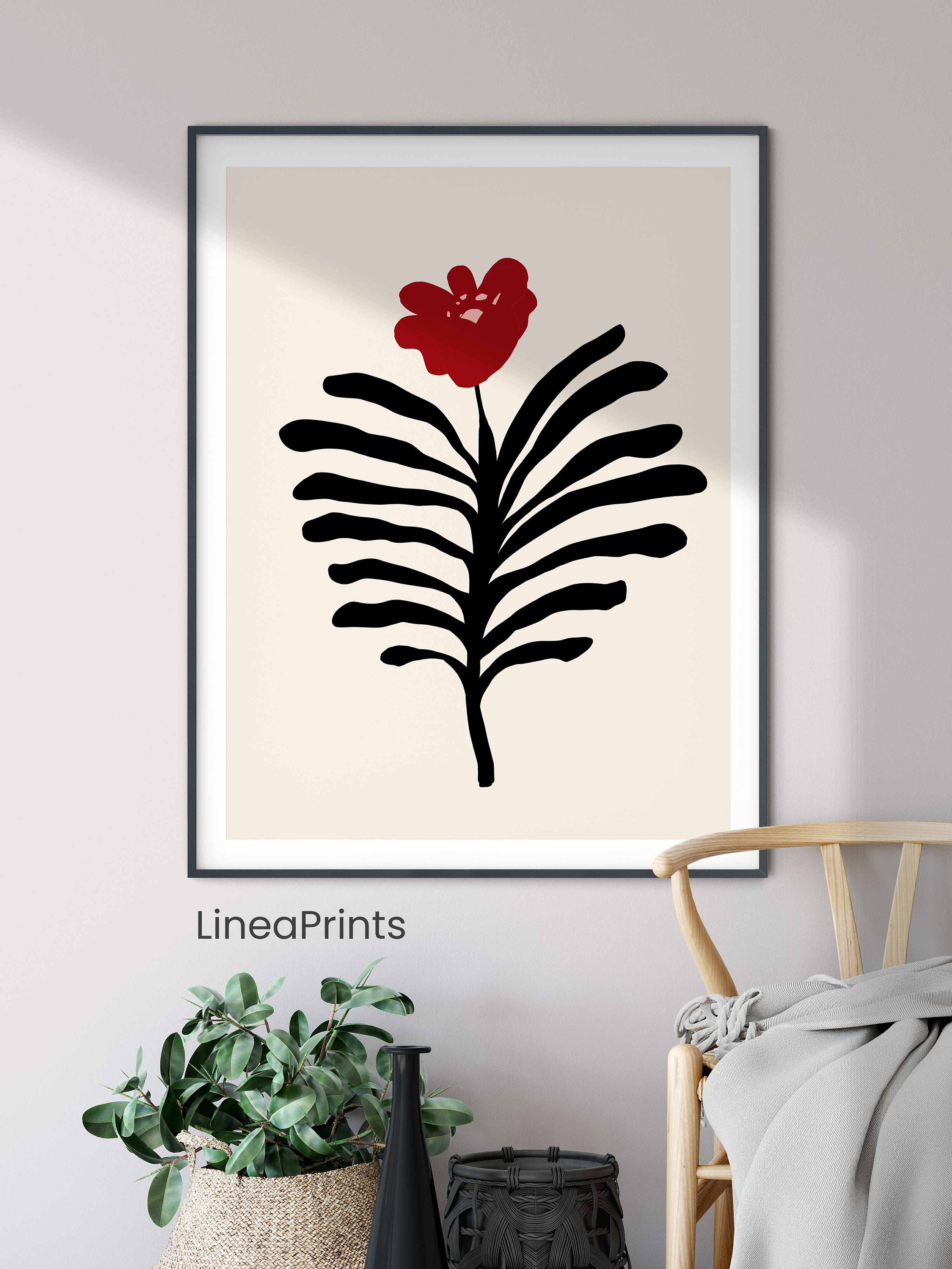 Minimal Abstract Red Rose Print | Printable Art, Large Abstract Wall ...