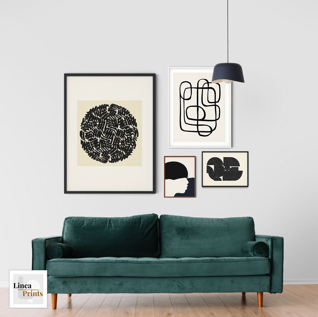 Geometric Circle Line Art Print. Printable Wall Art. Woodblock - Etsy