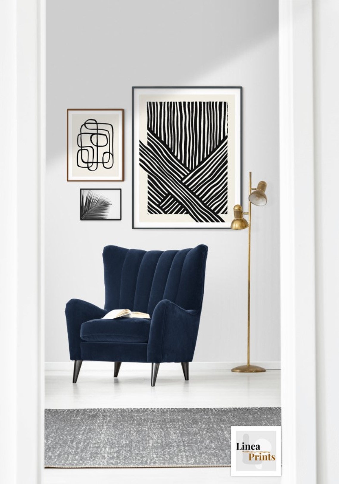 Black Vertical Horizontal Line Art Printable Wall Art | Etsy