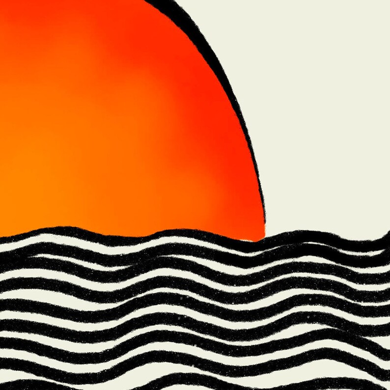 Large Abstract Wall Art | Red Sunset Prints, Printable Art, Minimal ...