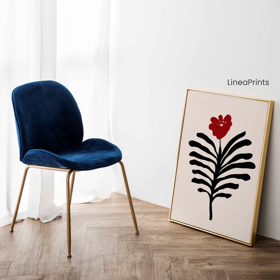 Minimal Abstract Red Rose Print Printable Art Large | Etsy