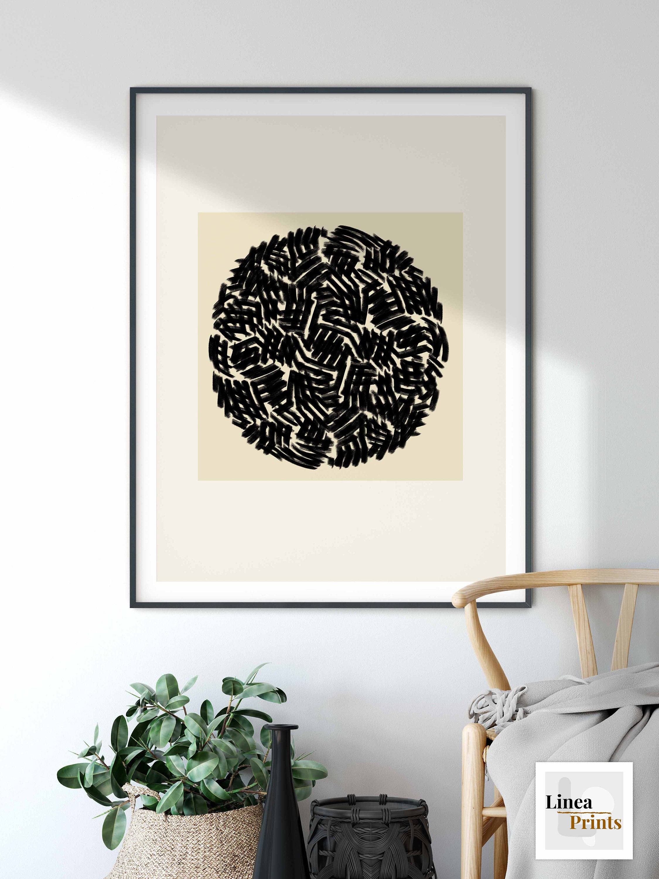 Geometric Circle Line Art Print. Printable Wall Art. Woodblock - Etsy