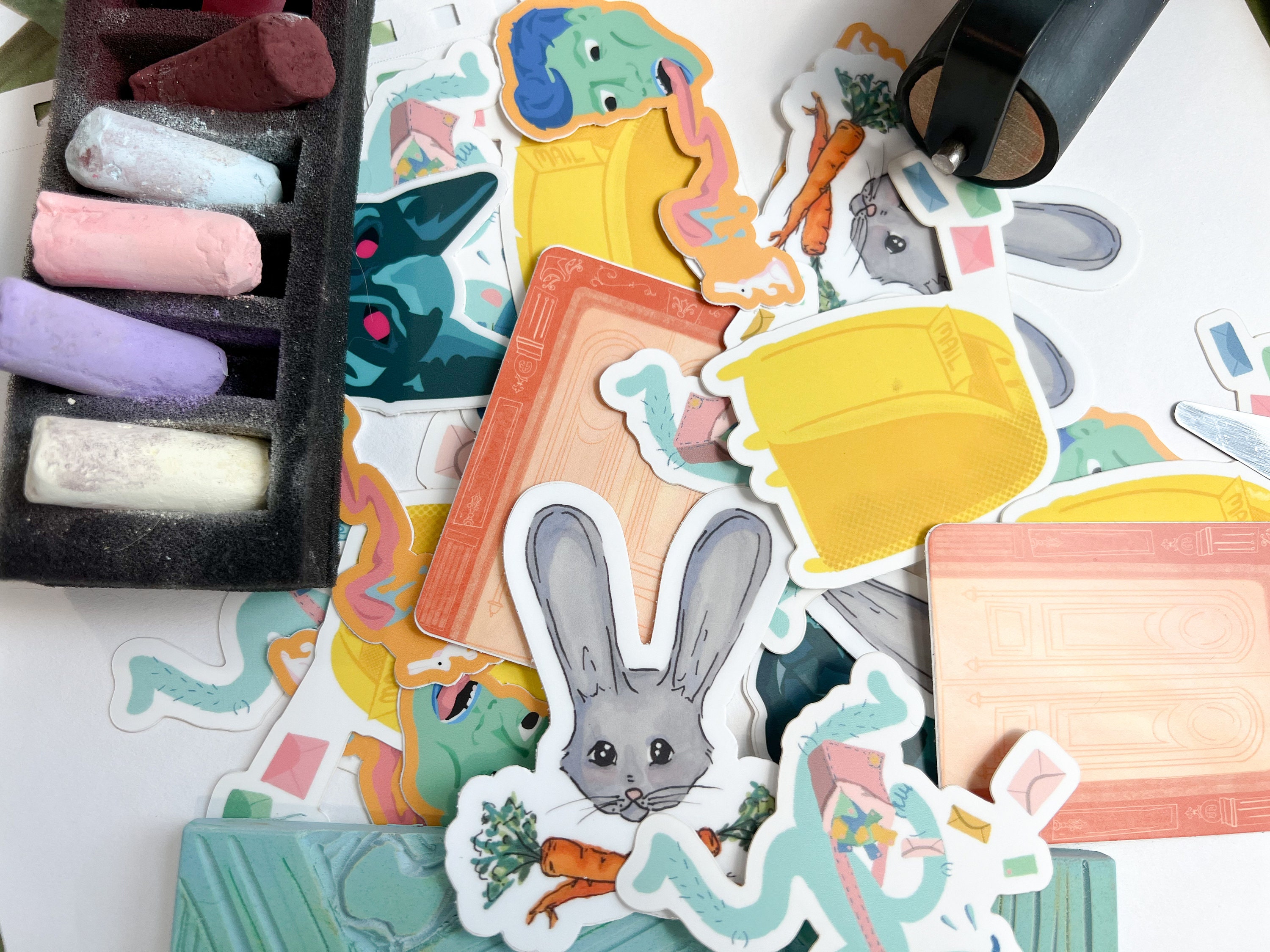 Cartoon Pastel Mailbox Sticker Eating Envelopes - Etsy