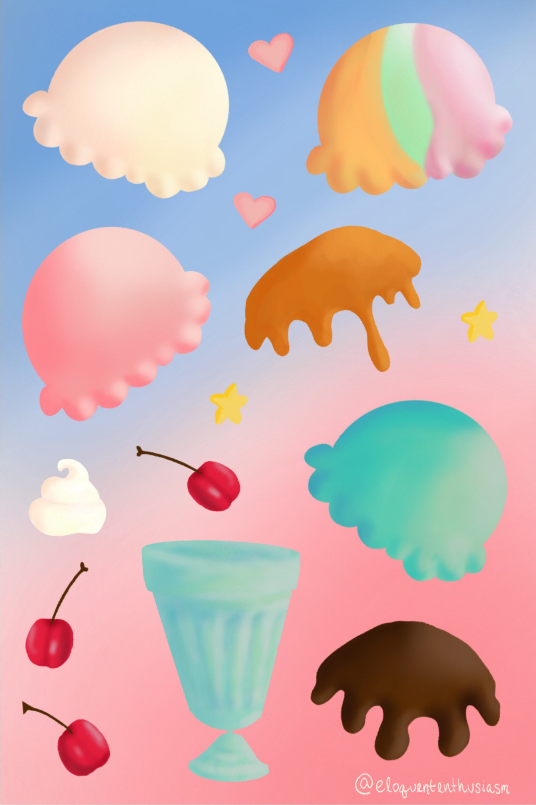 Ice Cream Party Sticker Sheet - Etsy