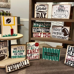 Football, Football Tiered Tray Decor, Fall, Wood Signs, Football Signs ...