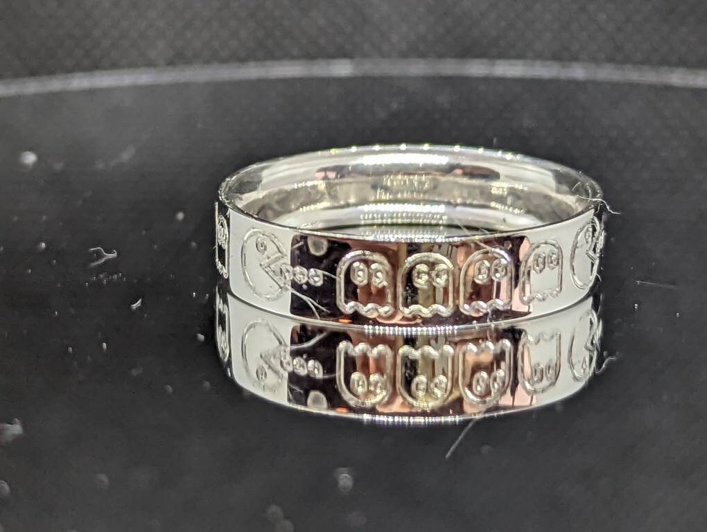 PAC MAN Silver Band Handmade - Etsy