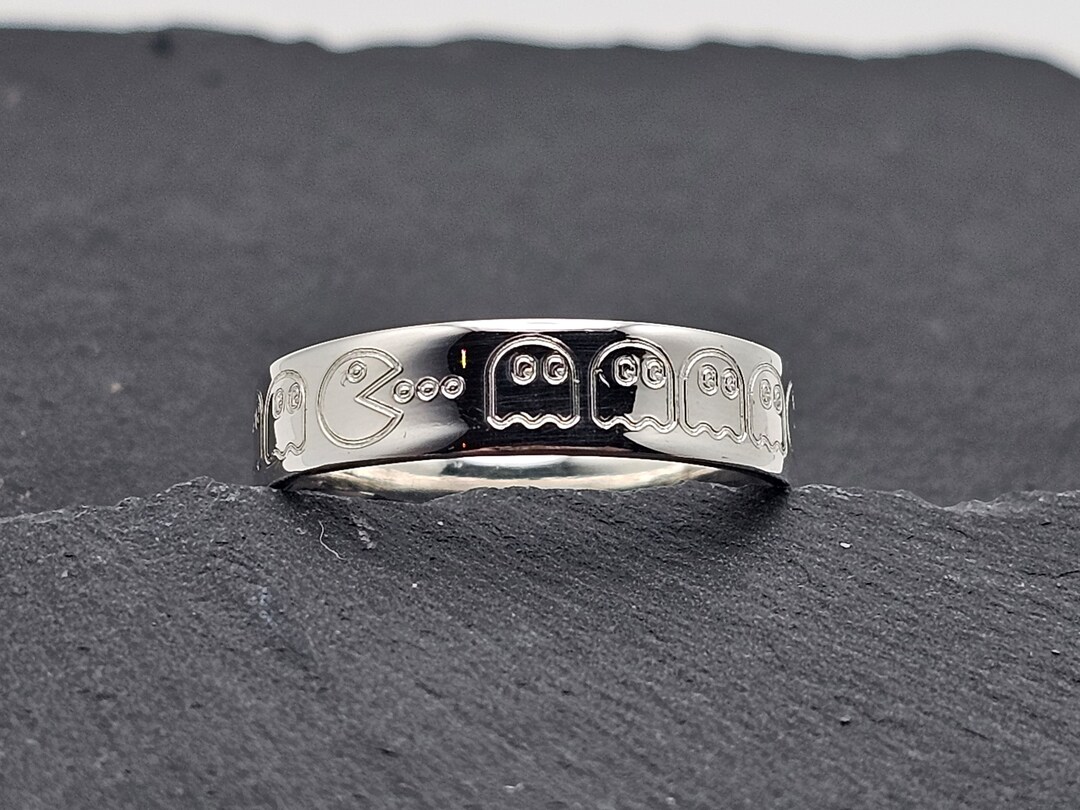 PAC MAN Silver Band Handmade - Etsy