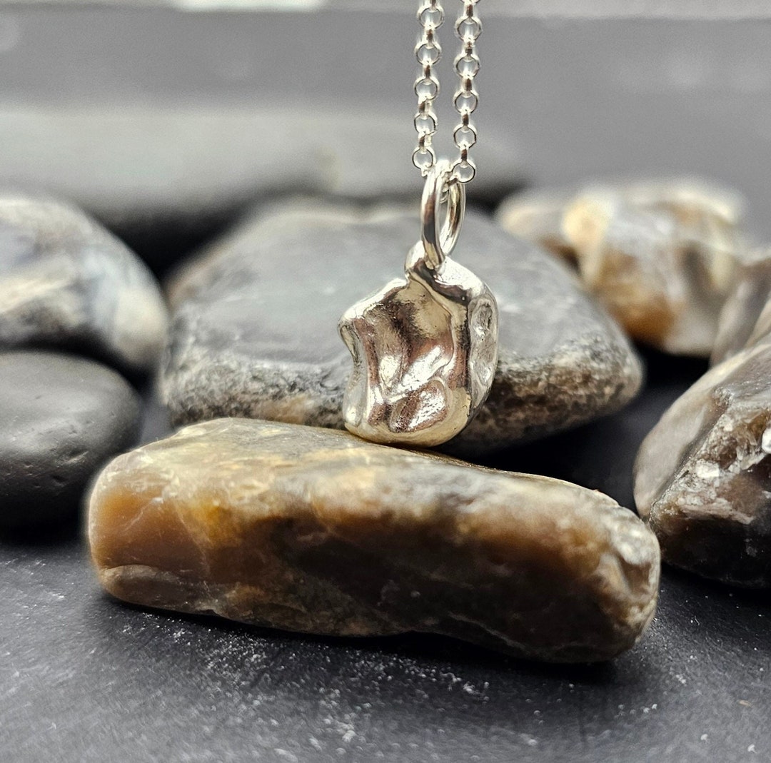 Handmade Natural Shape Sterling Silver Pendant Unique, Organic Silver ...