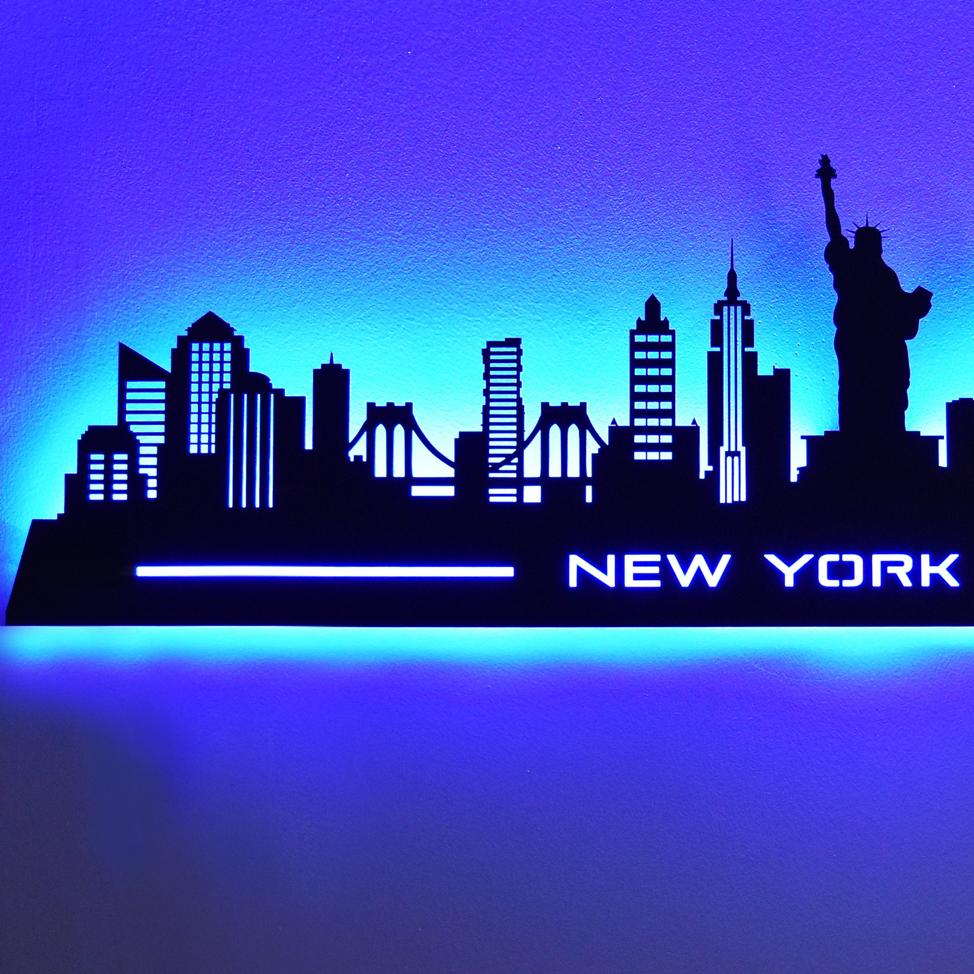42 LED Lighted New York City Skyline Wall Art Lighted | Etsy