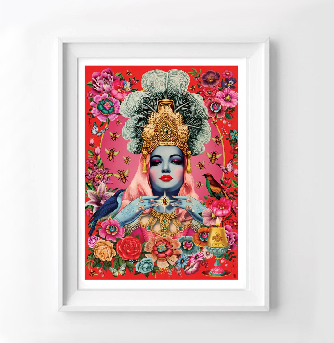 Queen Bee A3 Print by Fiona Hewitt, Goddess Art Queen Bee Signed Print ...