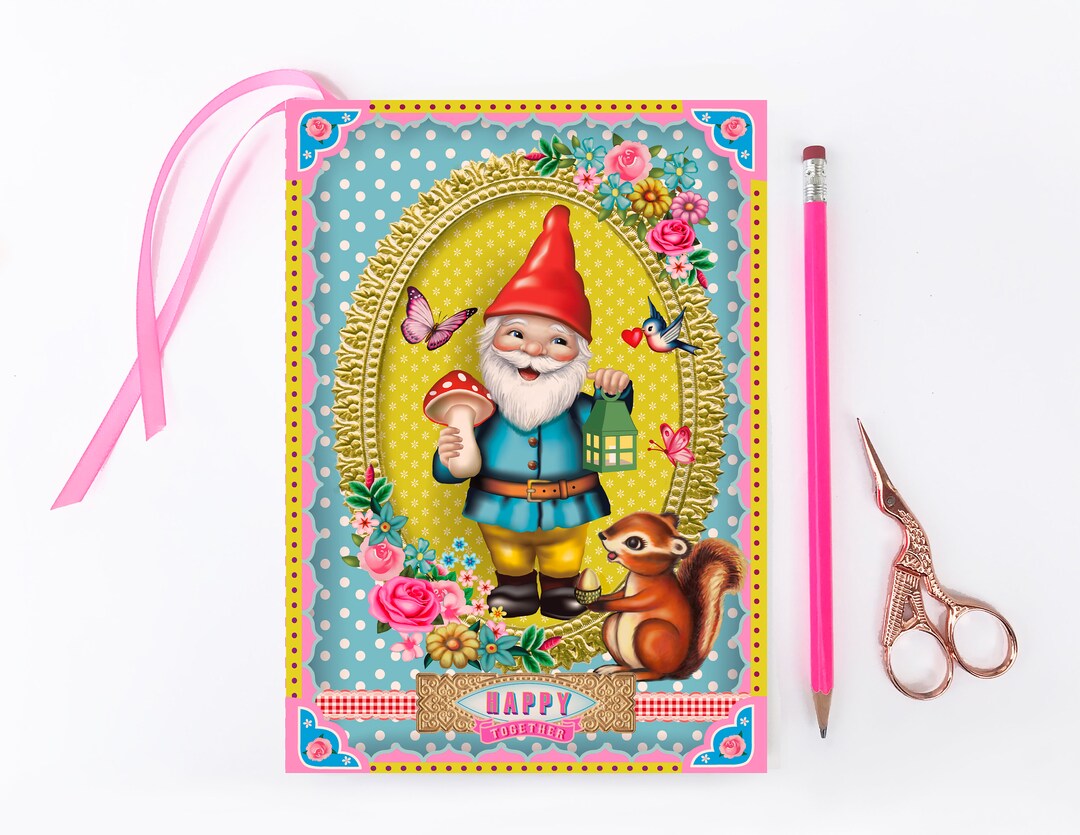 Cute Gnome A5 Notebook, Gnome Journal, 80 Paged Notebook With Bookmark ...